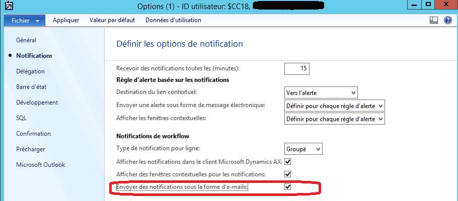 Paramétrer les notifications par email