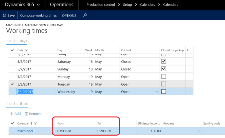 Finite capacity manufacturing functionalities