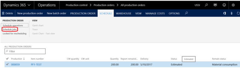 Finite capacity manufacturing functionalities Finite capacity manufacturing functionalities