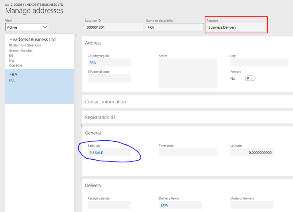 Déclaration d’Echange de Biens avec D365FO - D365Tour