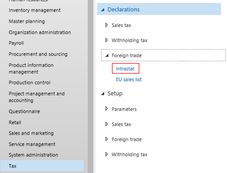 Trading of goods declaration (intrastat) in D365FO - D365Tour