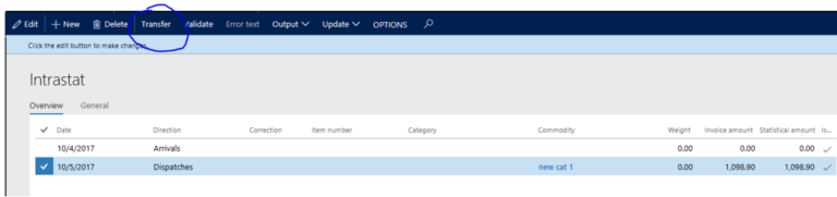 Trading of goods declaration (intrastat) in D365FO - D365Tour