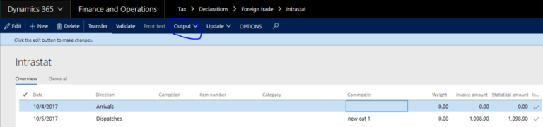Trading of goods declaration (intrastat) in D365FO - D365Tour