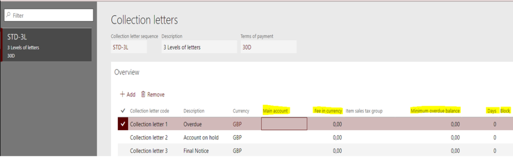 Collection letters in D365FO - D365Tour