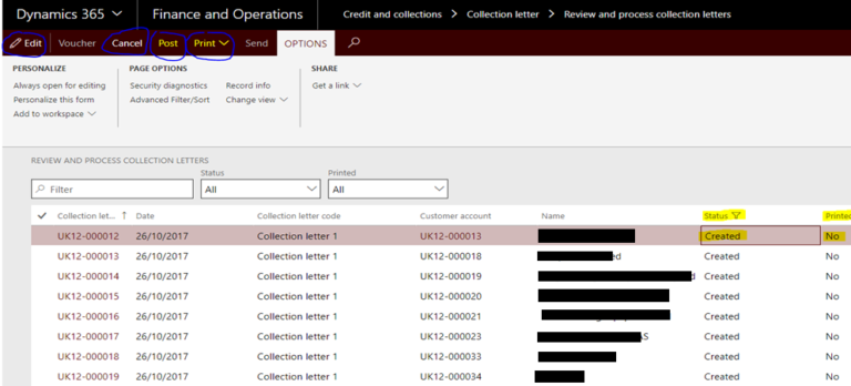 Collection letters in D365FO - D365Tour