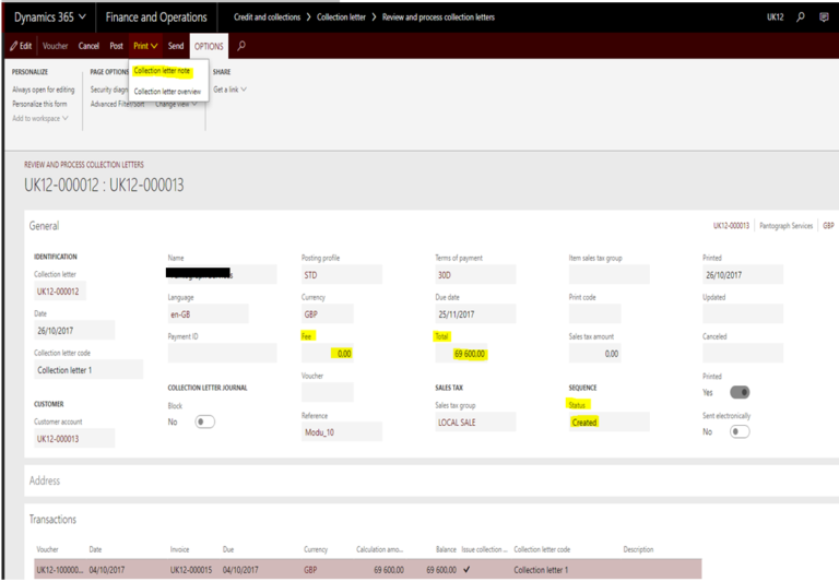 Collection letters in D365FO - D365Tour