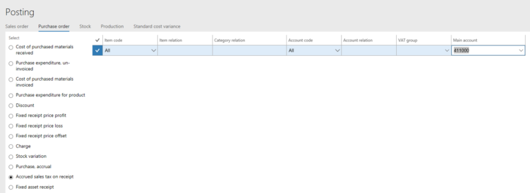 Issue : error during posting purchase order receipt (accounting ...