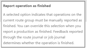 All about the Report operation as finished setup in the route groups ...