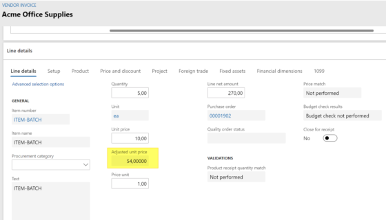 Adjusted unit price through attribut-based pricing - D365Tour