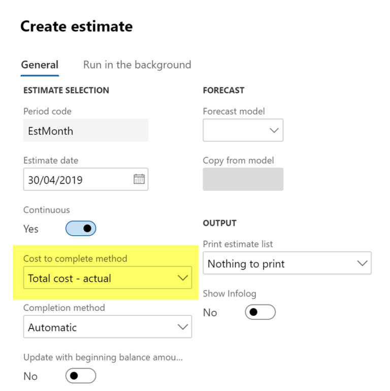 Detailed review of Cost to complete methods in projects (2/3) - D365Tour