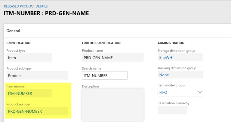 Displaying both item and product numbers on forms - D365Tour