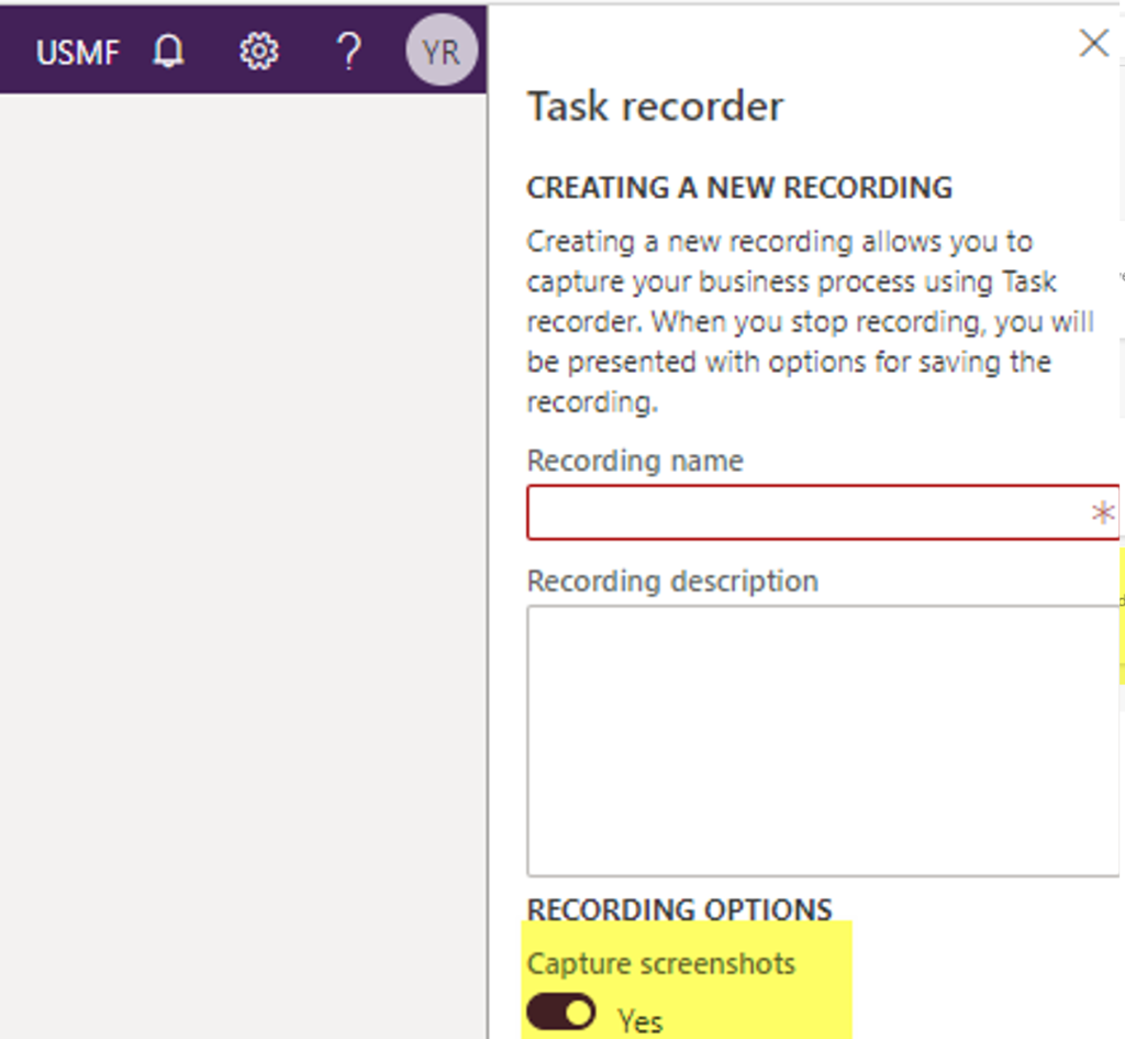 Task recorder with screenshot - D365Tour