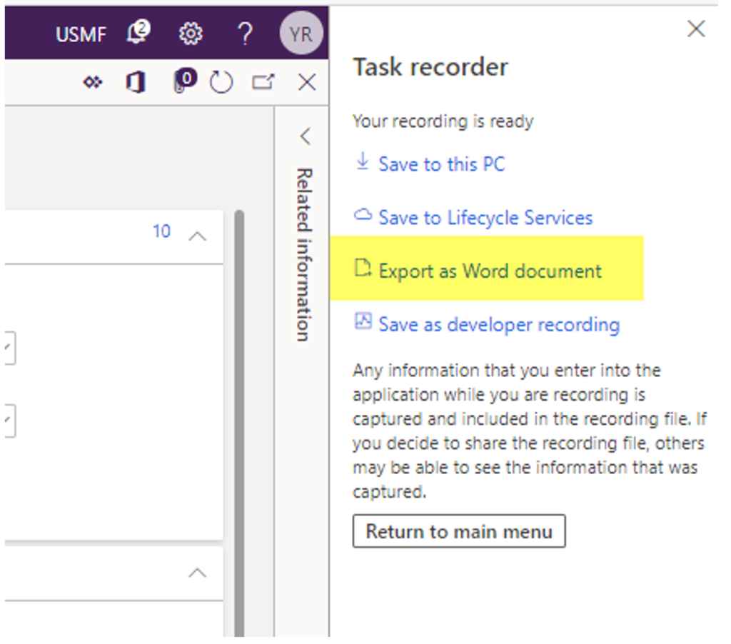 Task recorder with screenshot - D365Tour