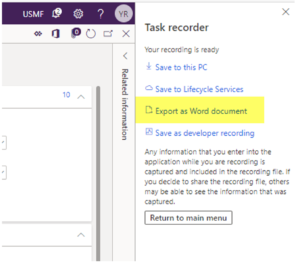 Task recorder with screenshot - D365Tour