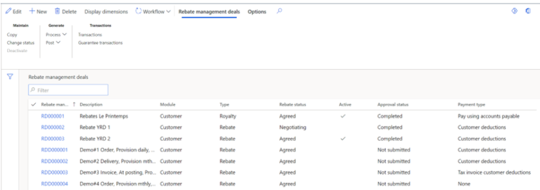 Rebate management overview - D365Tour