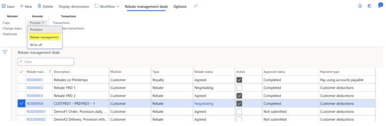 Rebate management overview - D365Tour