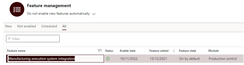 Manufactured Execution System Integration feature - D365Tour