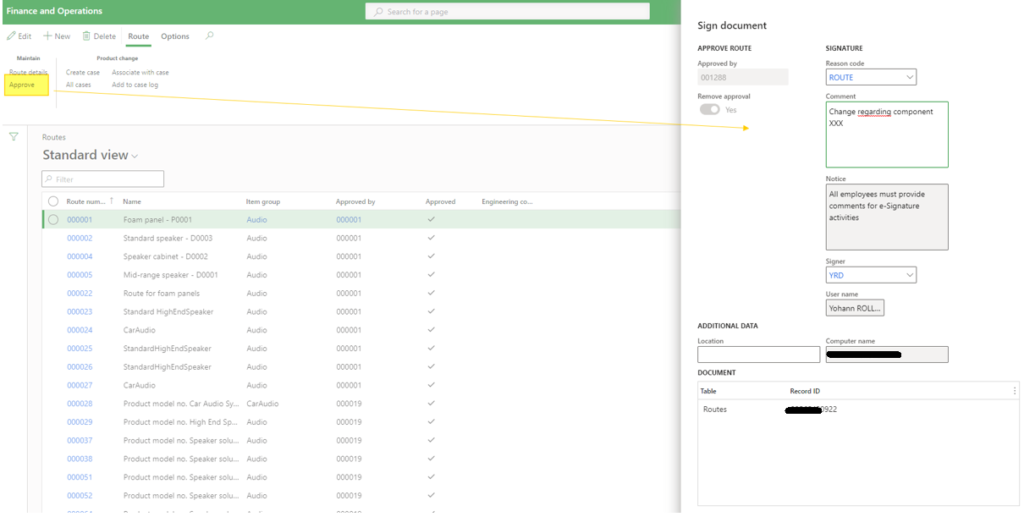 Electronic signatures feature - D365Tour