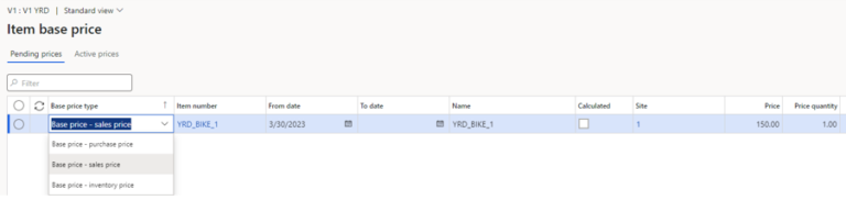 Pricing management : Base price - D365Tour