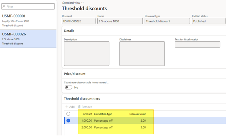 Pricing management : applying Discounts (Threshold discount, Free item ...